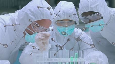 Animation Of Molecules Over Diverse Scientist In Laboratory Stock Video Video Of Research