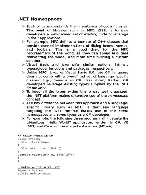 Hello World In C Using System Public Class Myapp Public Static Void