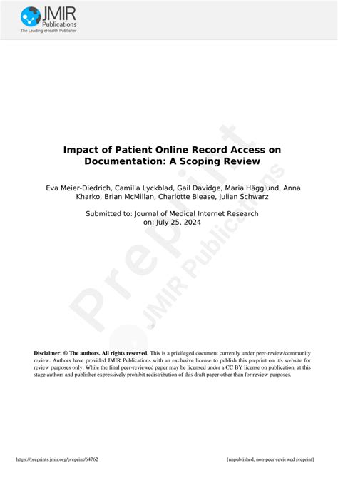 Pdf Impact Of Patient Online Record Access On Documentation A Scoping Review