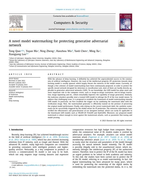 A Novel Model Watermarking For Gan Pdf Deep Learning Applied Mathematics