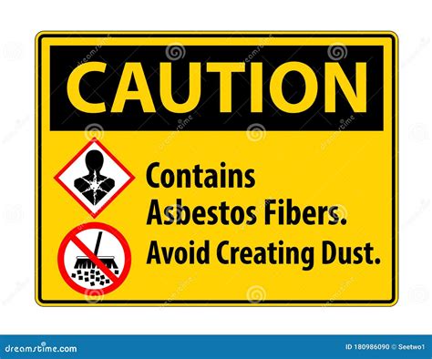 Caution Label Contains Asbestos Fibers Avoid Creating Dust Stock Vector