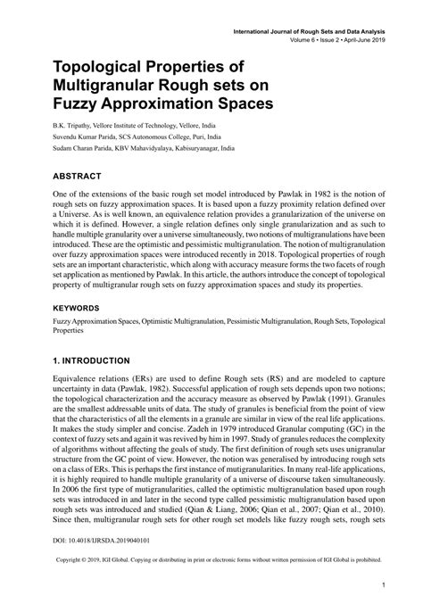 Pdf Topological Properties Of Multigranular Rough Sets On Fuzzy