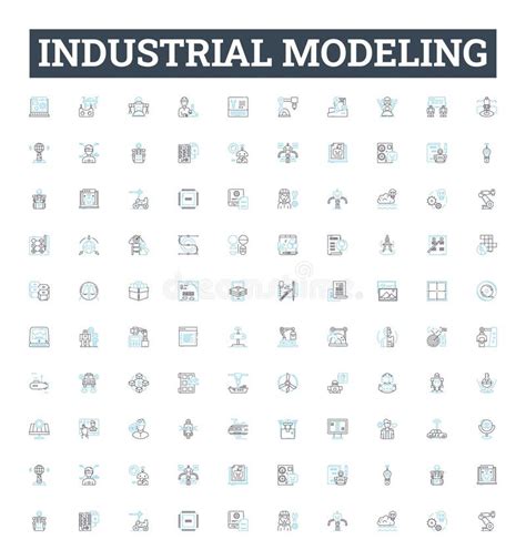 Industrial Modeling Vector Line Icons Set Industrial Modeling