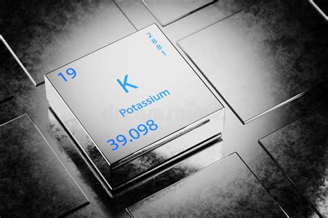 3d Illustration Of Potassium As An Element Of The Periodic Table Potassium Element A Metallic