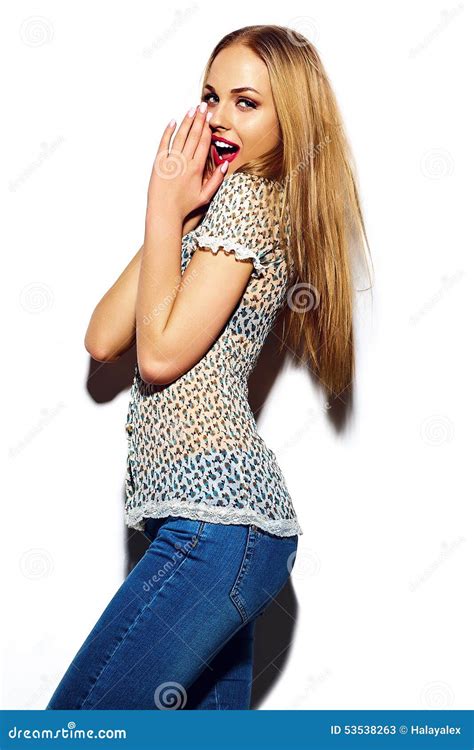 Funny Stylish Model Girl In Summer Cloth Stock Image Image Of