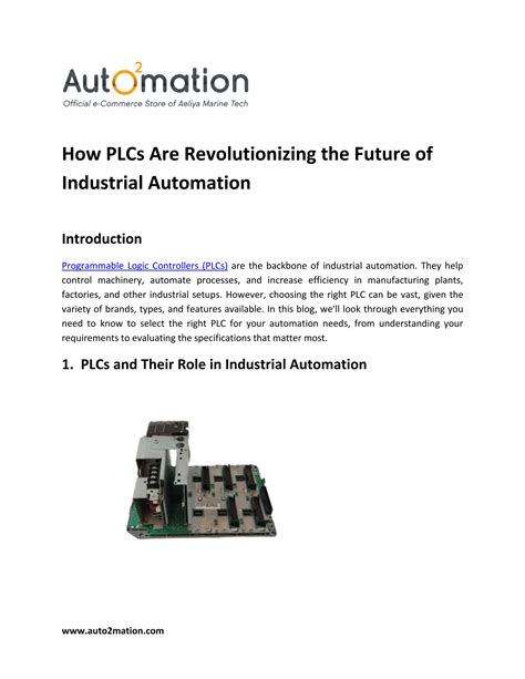 How Plcs Are Revolutionizing The Future Of Industrial Automationpdf