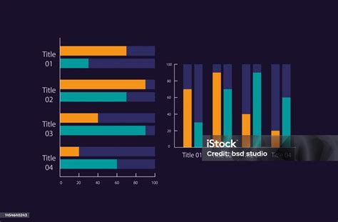 Clustered Column Infographic Chart Design Template Set For Dark Theme