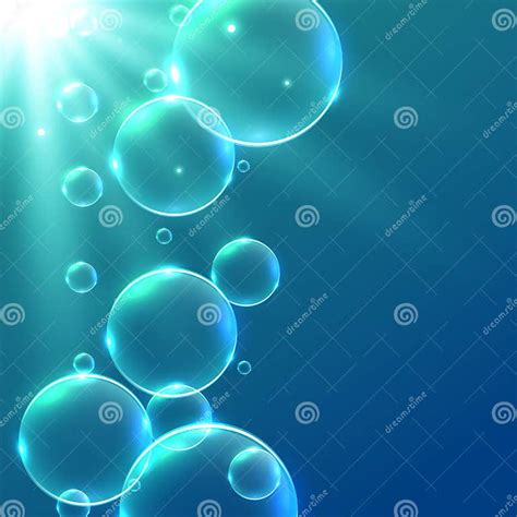 Underwater Floating Bubbles Background With Sun Rays Stock Vector Illustration Of Vector Drop