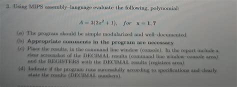 Solved Using MIPS Assembly Language Evaluate The Following Chegg