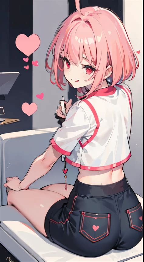 손에 휴대폰을 들고 침대에 앉아 있는 애니메이션 소녀 Seaart Ai