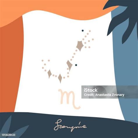 손으로 그린 벡터 추상 스톡 그래픽 간단한 점성술 천체 일러스트 카드 아트 현대 콜라주 예술 보헤 현대 인쇄 템플릿 조디악 기호 별 전갈 자리 별자리 0명에 대한 스톡 벡터