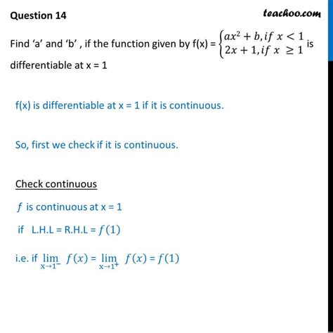 Find ‘a And ‘b If Fx Ax2 B If Fx X Sin X