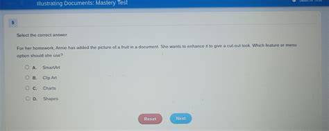 Solved Illustrating Documents Mastery Test 5 Select The Correct Answer For Her Homework