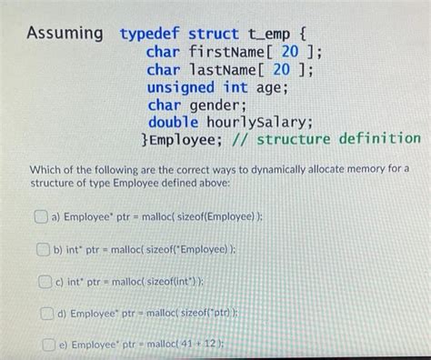 Solved Assuming Typedef Struct Temp Char Firstname 20