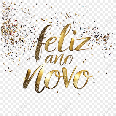 색종이 조각이 있는 펠리즈 아노 노보 골드 텍스트 효과 Png 일러스트 무료 다운로드 Lovepik