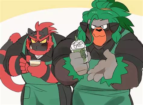 Incineroar And Rillaboom Pokemon Drawn By Hyakug Kawayusu Danbooru