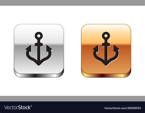 Black Anchor Icon Isolated On White Background Vector Image