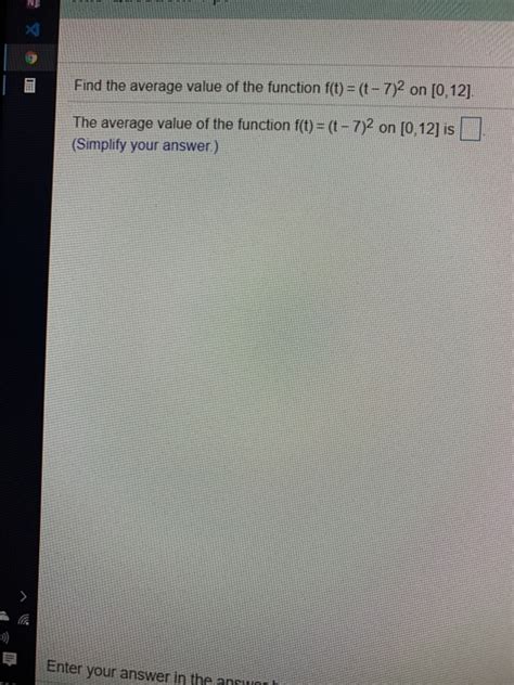 solved 0 find the average value of the function f t 72 on