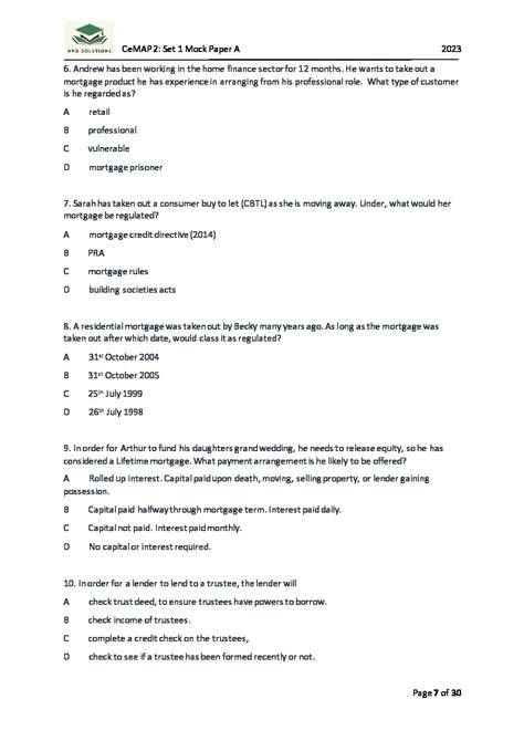 Cemap 2 Mock Test And Answers 2023 Edition Produced By Experienced Cemap Tutors Nvq Solutions