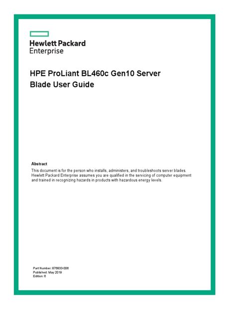 Hpe Proliant Bl460c Gen10 Server Blade User Guide A00018554en Us Pdf Pdf