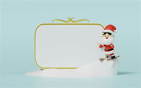 산타 클로스 선글라스 스키 파란색 배경에 고립 된 3d 광고판 메리 크리스마스 축제 새해 개념 3d 렌더링 일러스트 12월에 대한 스톡 사진 및 기타 이미지 Istock