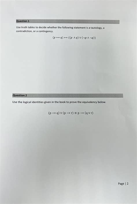 Solved Use Truth Tables To Decide Whether The Following Chegg Com