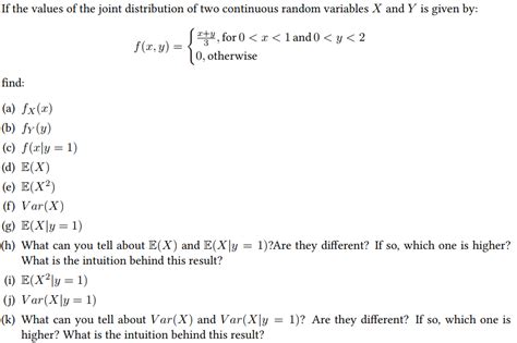 Solved If The Values Of The Joint Distribution Of Two