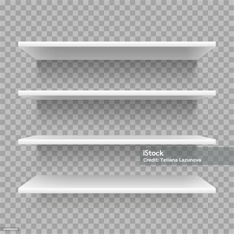 현대 빈 3d 북 쉘프 벽에 소매 상점 선반입니다 화이트 선반 그림자 벡터 세트 벡터에 대한 스톡 벡터 아트 및 기타 이미지