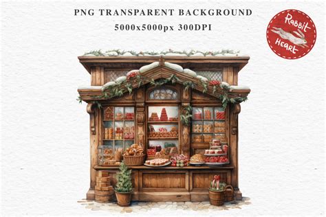 Christmas Vintage Candy Storefront House Graphic By Rabbit Heart Clipart · Creative Fabrica