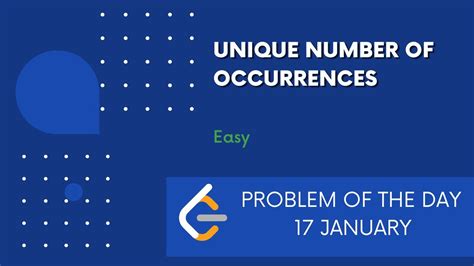 Unique Number Of Occurrences 17 Jan Potd Leetcode Problem Of The Day Youtube