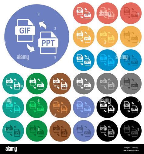  Ppt File Conversion Multi Colored Flat Icons On Round Backgrounds Included White Light And