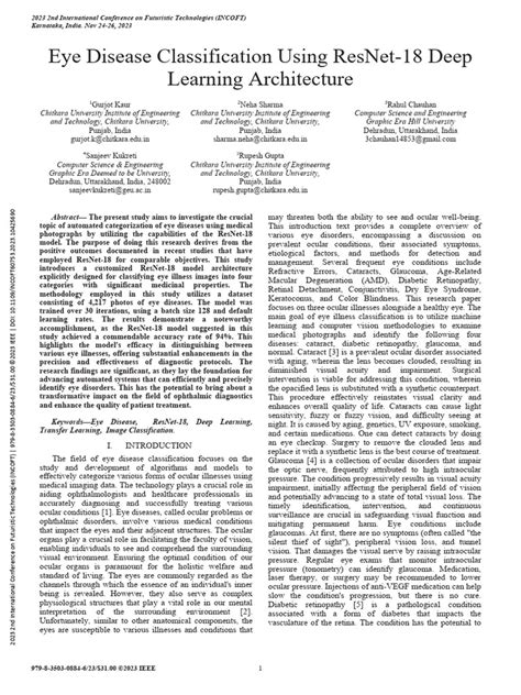 Eye Disease Classification Using Resnet 18 Deep Learning Architecture