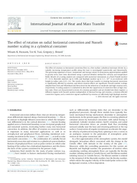 Pdf Convection In A Rotating Horizontal Cylinder With Radial And