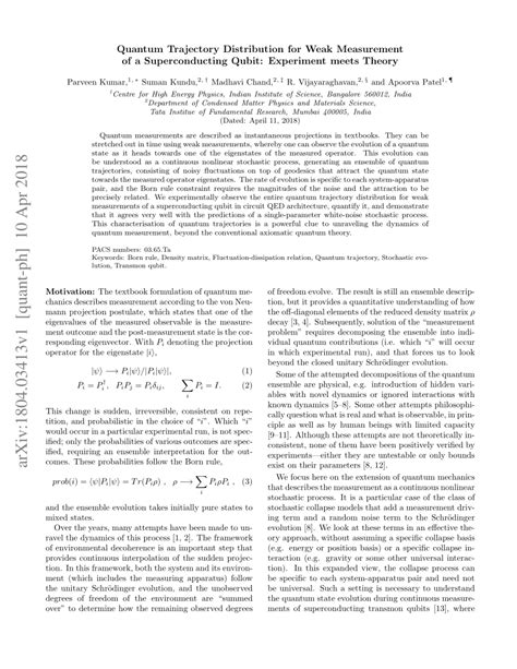 Pdf Quantum Trajectory Distribution For Weak Measurement Of A