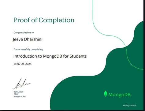 Jeevadharshini N On Linkedin Nosql Mongodb Dbms Datascience Certified Techskills