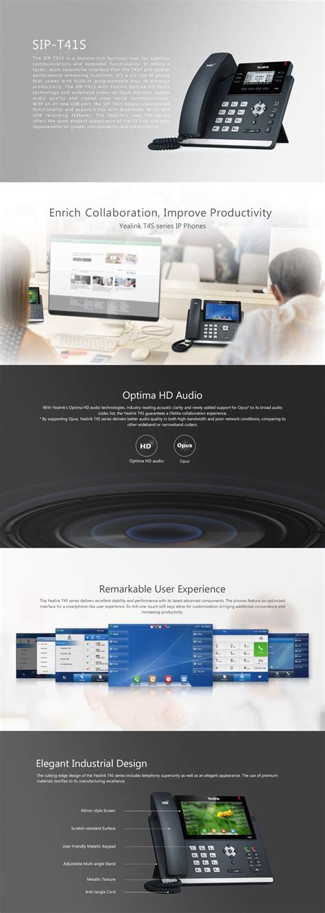 Yealink Sip T41s 6 Line Ip Phone 27192x64 Pixel Graphical Lcd