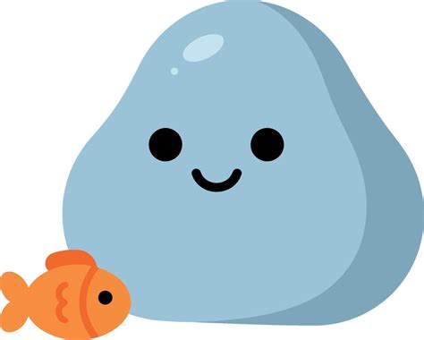 Cute Blue Blob Character With A Friendly Smile And A Small Orange Fish