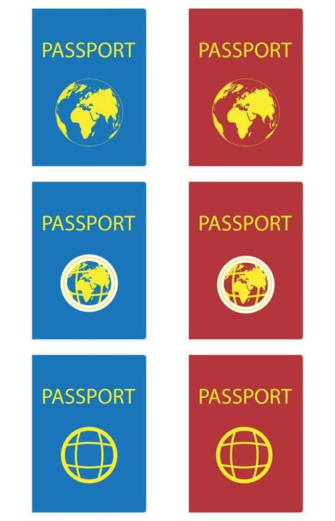 Set Of Passports Red And Blue Passport Page And Passport Isolated On White Background Vector
