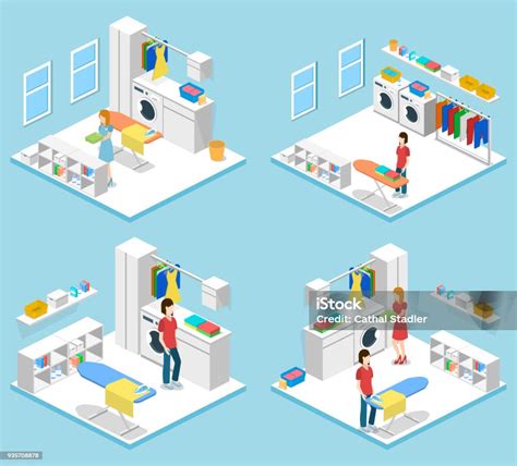 세탁 이나 청소세탁기 및 철 아이소메트릭 3d 벡터 일러스트 레이 션 개념에 대한 스톡 벡터 아트 및 기타 이미지 개념 개념과 주제 건조한 Istock