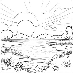 Free Sunset Coloring Pages Coloring Corner