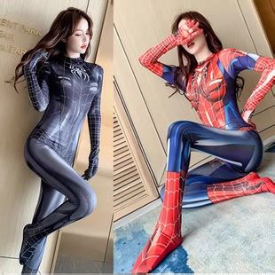 超凡蜘蛛侠紧身衣连体女款黑色大码成人套装cosplay头套抖音网红 阿里巴巴