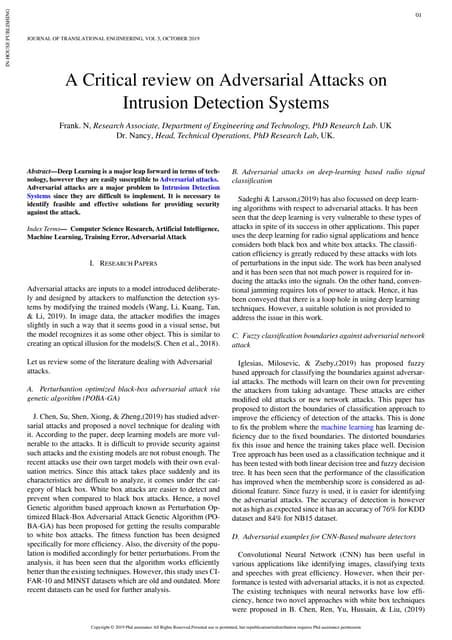 A Critical Review On Adversarial Attacks On Intrusion Detection Systems Must Read For