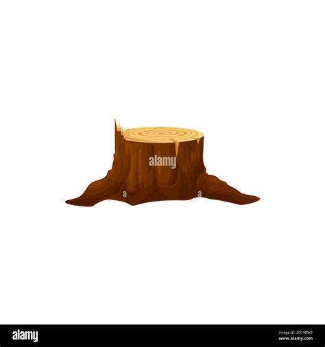 Wood Stump Of Cut Tree Trunk Isolated Cartoon Icon Vector Circle Of Log Cross Section Of