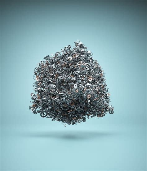 Floating Cube Made Of Mechanical Parts Stock Illustration Illustration Of Optical Surreal