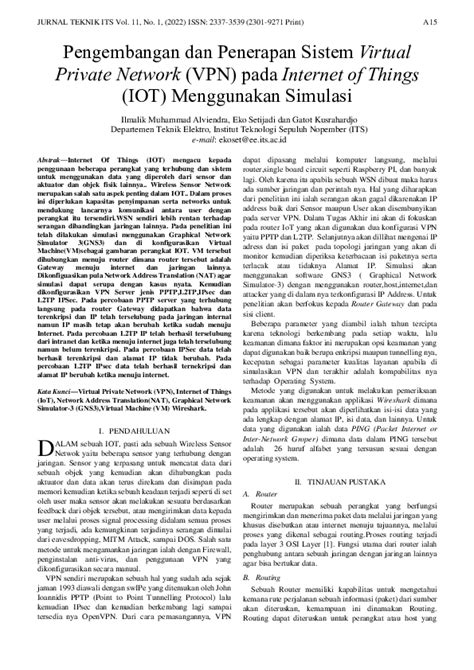 Pdf Pengembangan Dan Penerapan Sistem Virtual Private Network Vpn Pada Internet Of Things