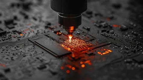 Precision Soldering Process On A Circuit Board Stock Illustration Illustration Of Detail