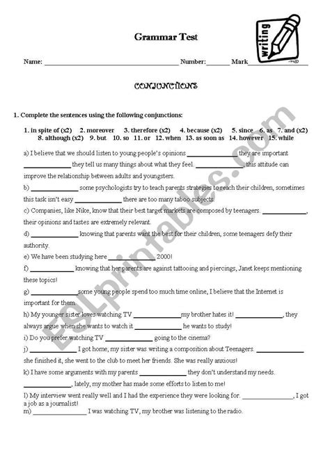Worksheet On Conjunctions And Clauses Of Reason Esl Worksheet By Austendorothy