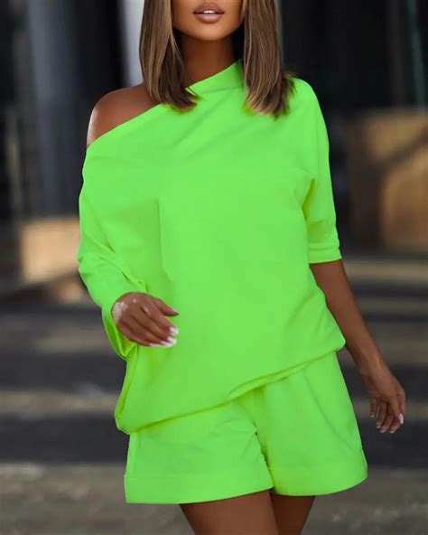 Badu Bg Летен комплект от две части за дамско облекло Ежедневни къси панталони с дълъг ръкав