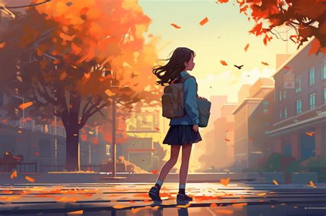 Premium Photo Romantic Back To School Beautiful Anime Artwork