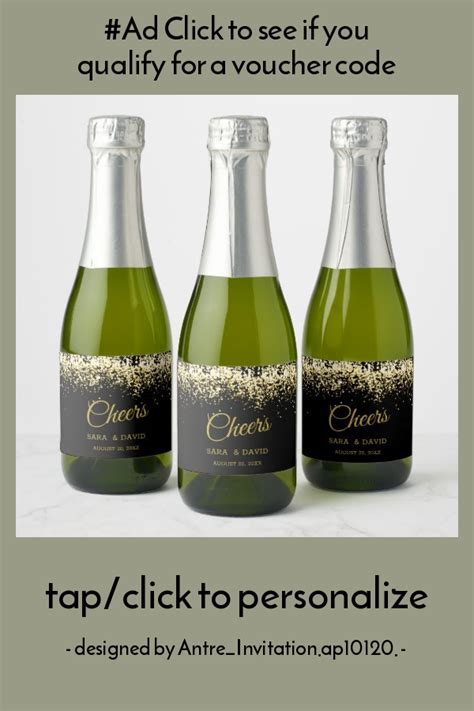 Luxury Cheers Mini Sparkling Wine Label Gold Black Zazzle Mini Champagne Labels Wine Label